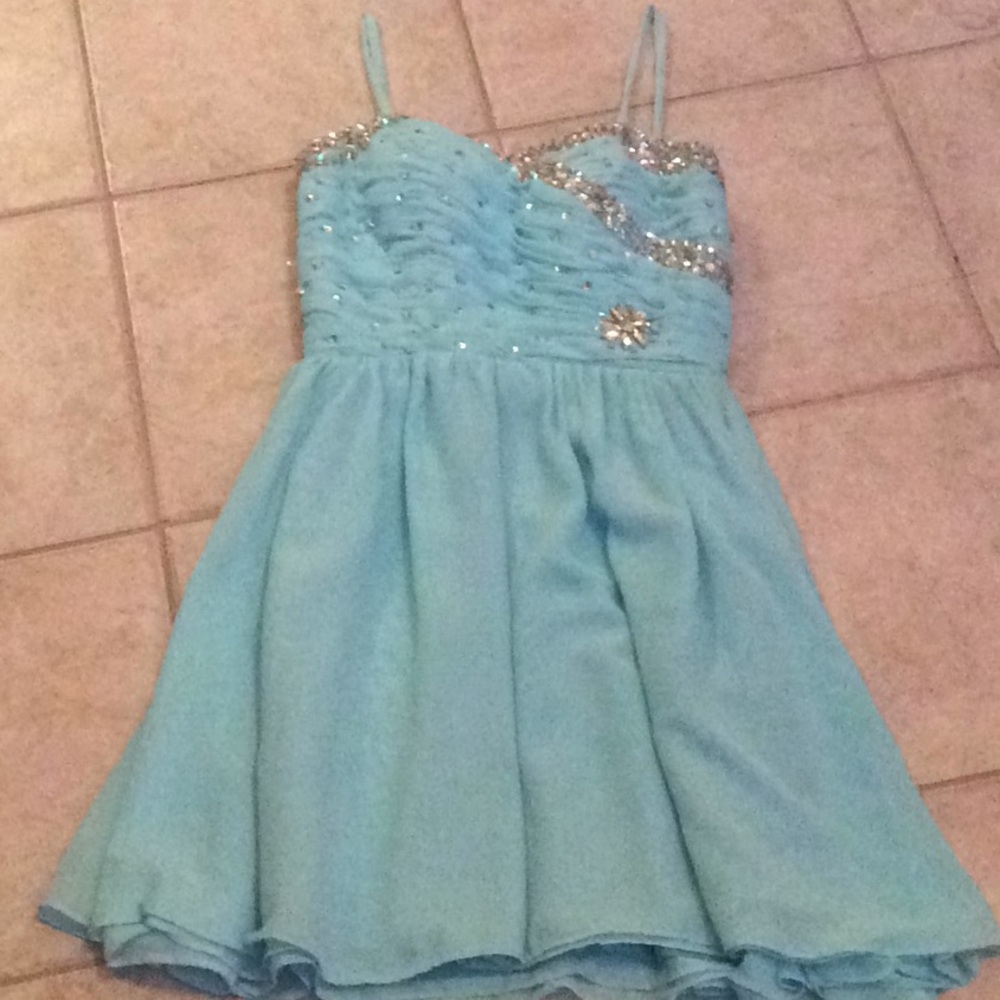 Light Blue Short Semi Formal/ Prom Dress - Gem